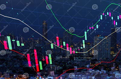 Stock Graph Chart Analysis with Parabolic Indicator and Volume Diagram ...