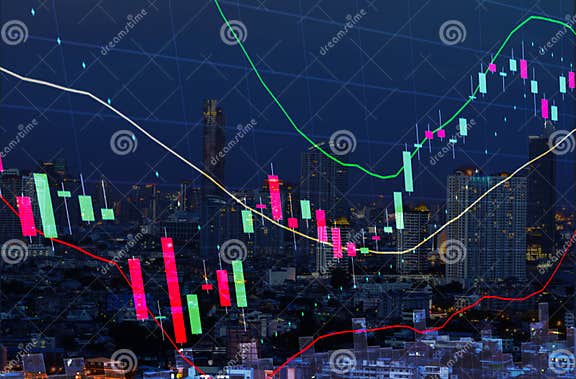 Stock Graph Chart Analysis with Parabolic Indicator and Volume Diagram ...