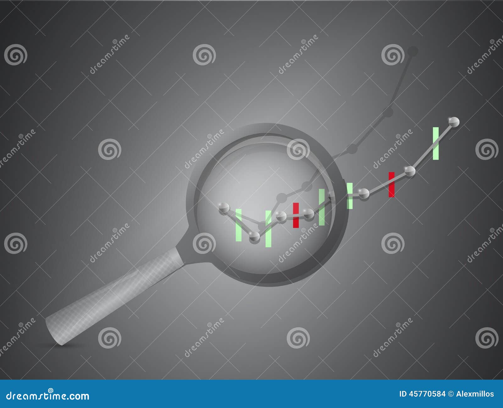 Stock Graph Chart Under a Magnify Illustration Stock Illustration ...