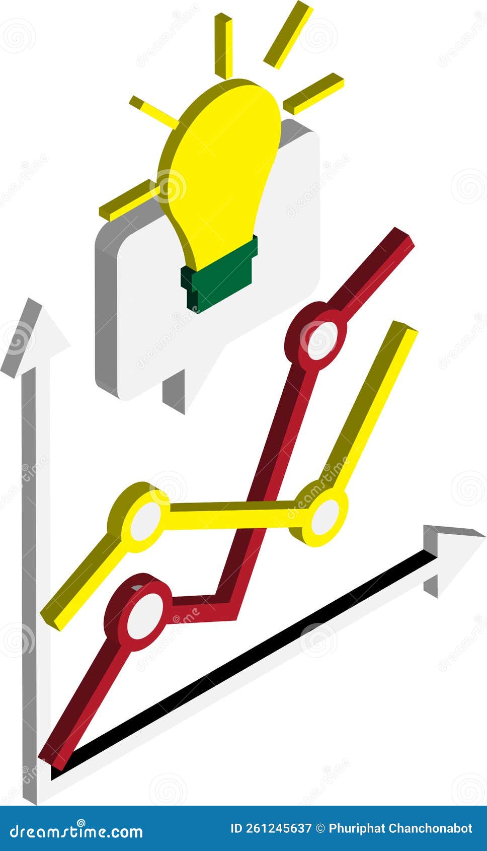 Stock Graph and Light Bulb Illustration in 3D Isometric Style Stock ...