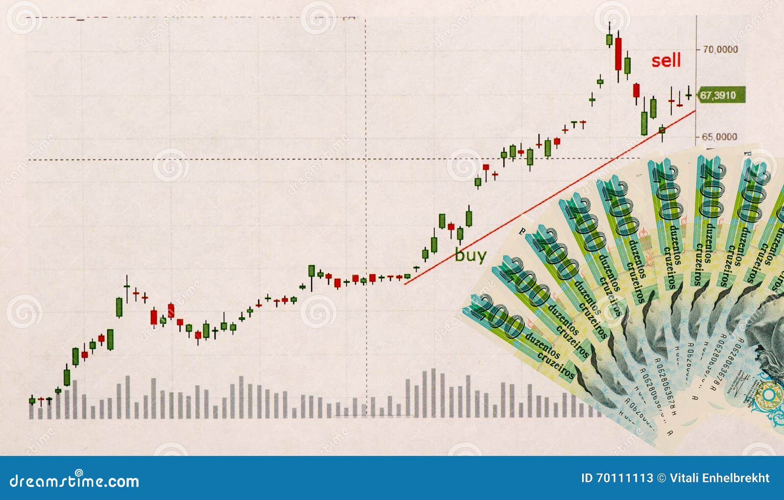 Stock Graph and Paper Money for Background. Stock Image - Image of line ...