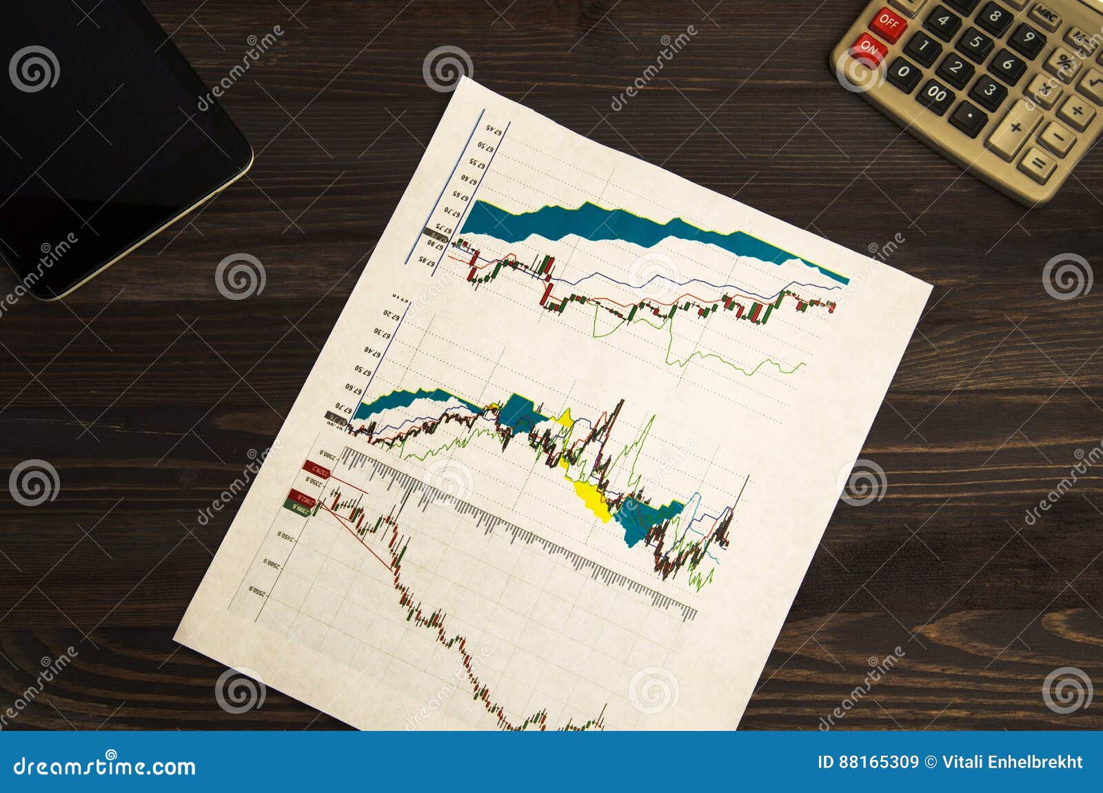 Stock Graph and Paper Money for Background. Stock Image - Image of ...