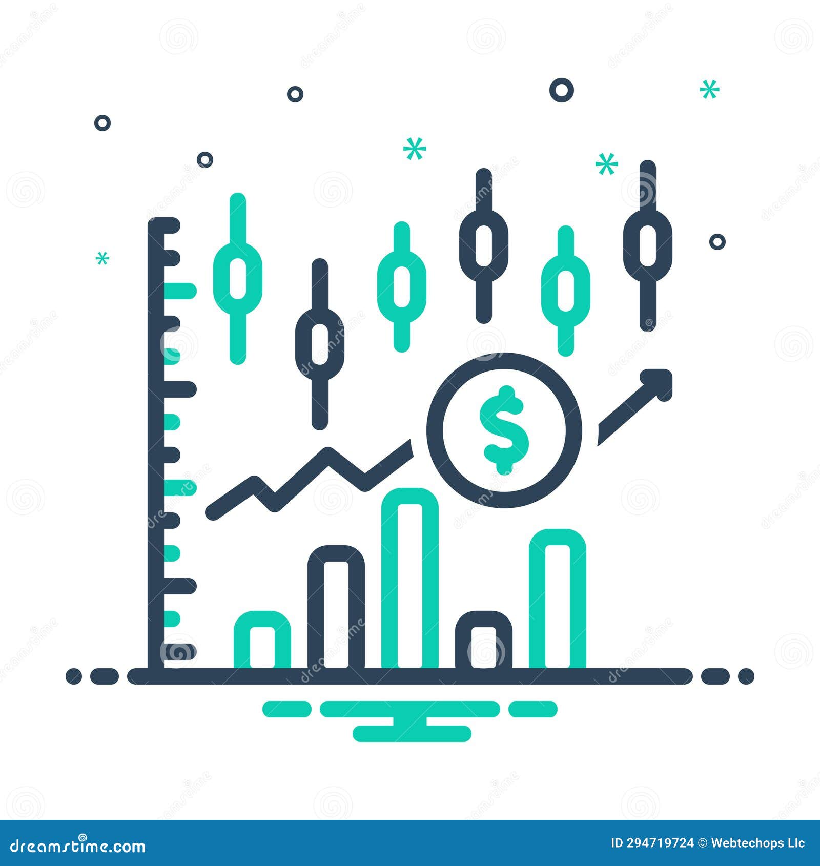 Mix Icon for Stock, Stock Trading and Candle Stock Vector ...