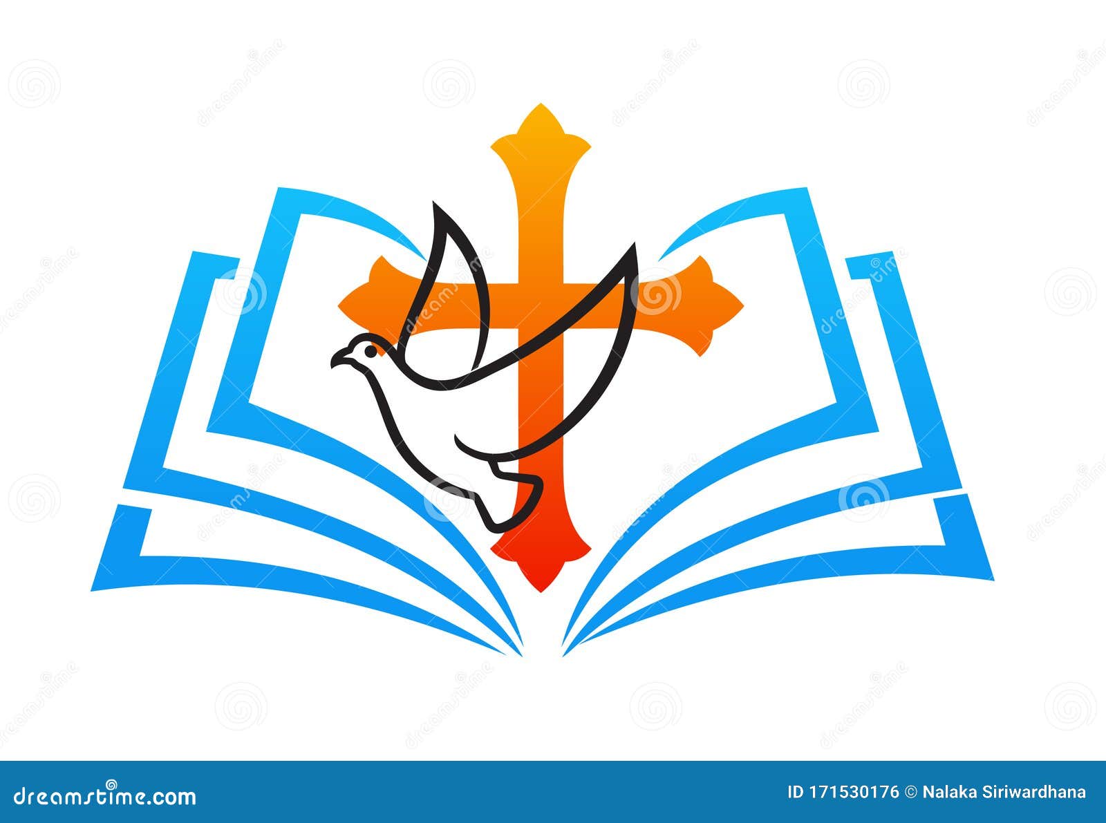 Cross with Bible and Dove Logo Icon. Stock Vector - Illustration of ...