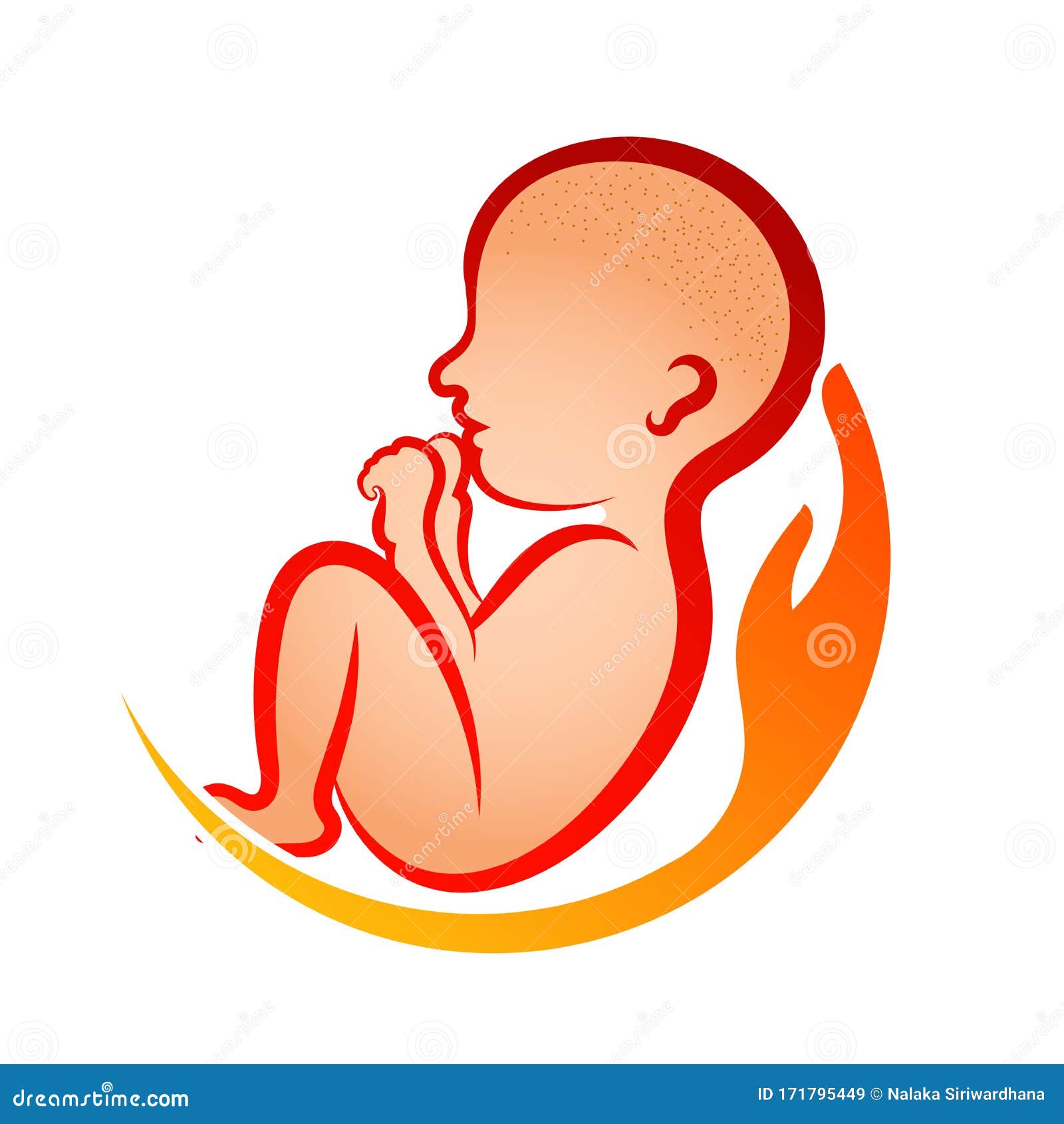 Baby in Hand. stock vector. Illustration of birth, hand - 171795449