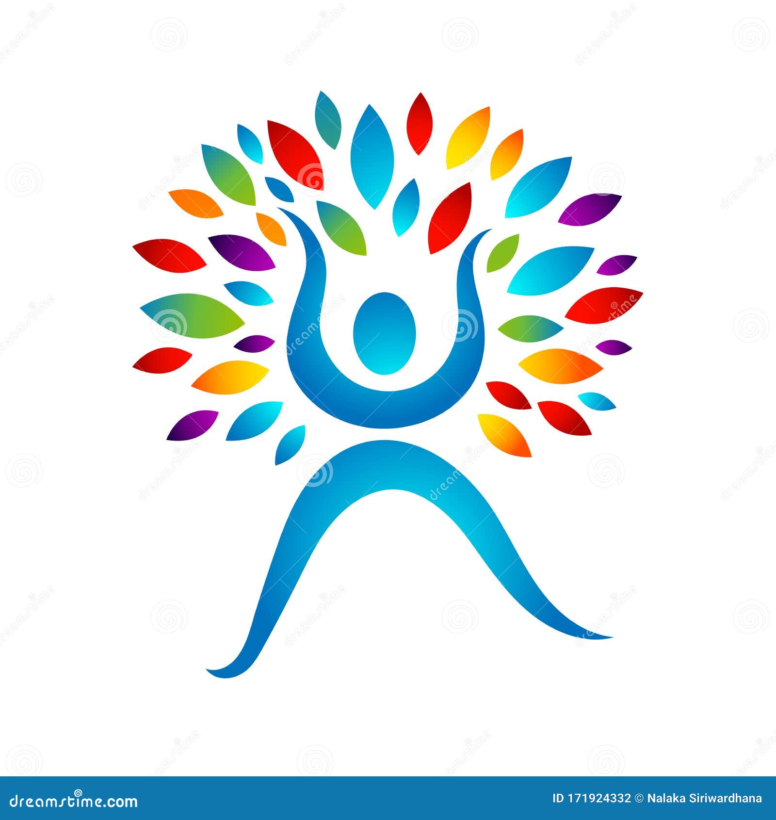 People Tree Icon with Colorful Leaves. Stock Vector - Illustration of ...