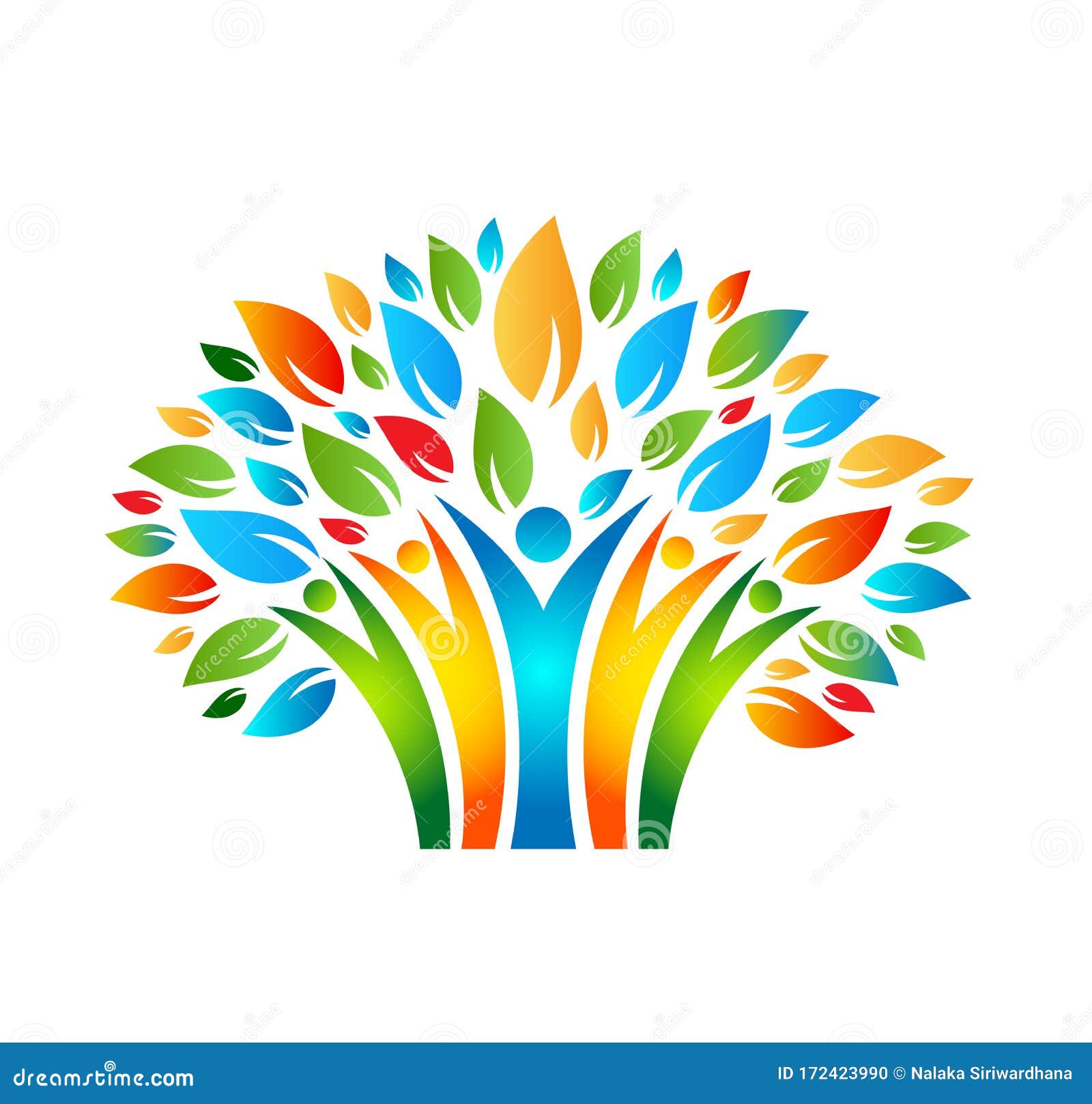 People Tree Icon with Colorful Leaves. Stock Vector - Illustration of ...