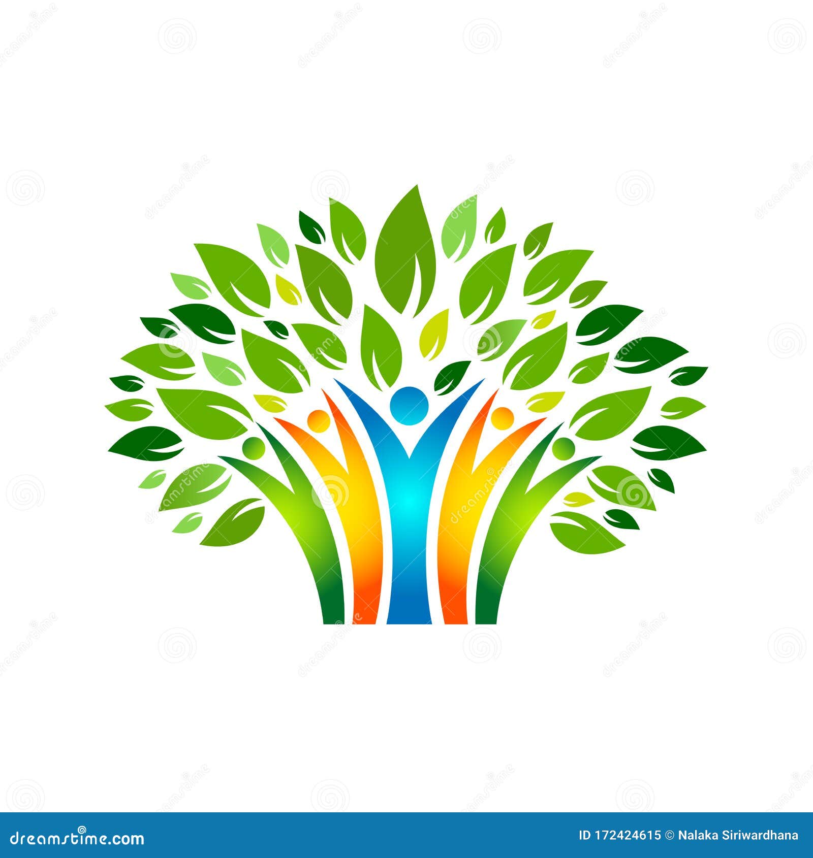 People Tree Icon with Colorful Leaves. Stock Vector - Illustration of ...