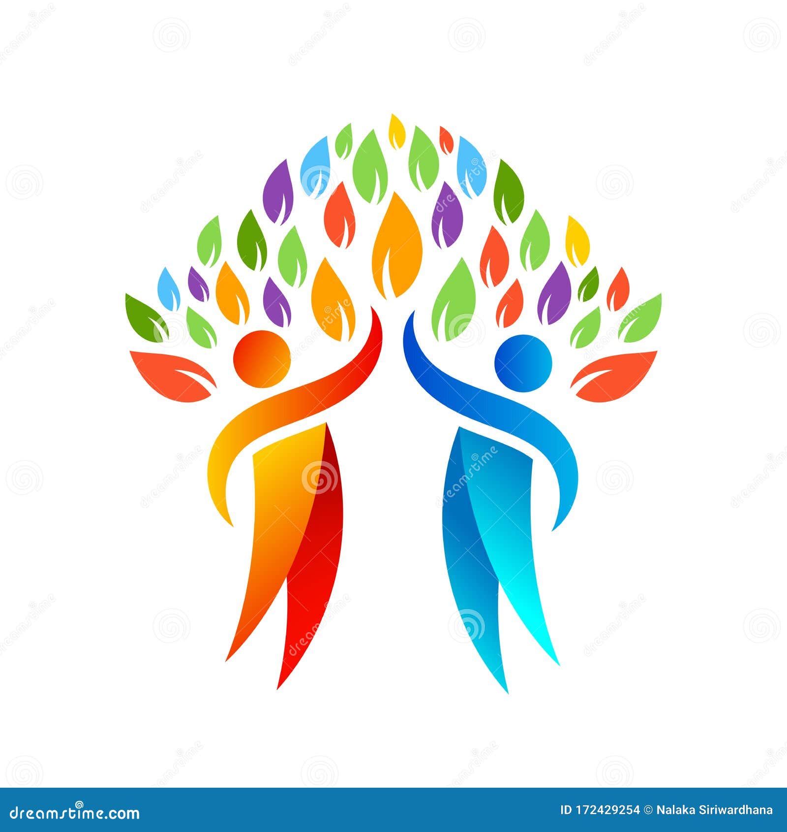 People Tree Icon with Colorful Leaves. Stock Vector - Illustration of ...