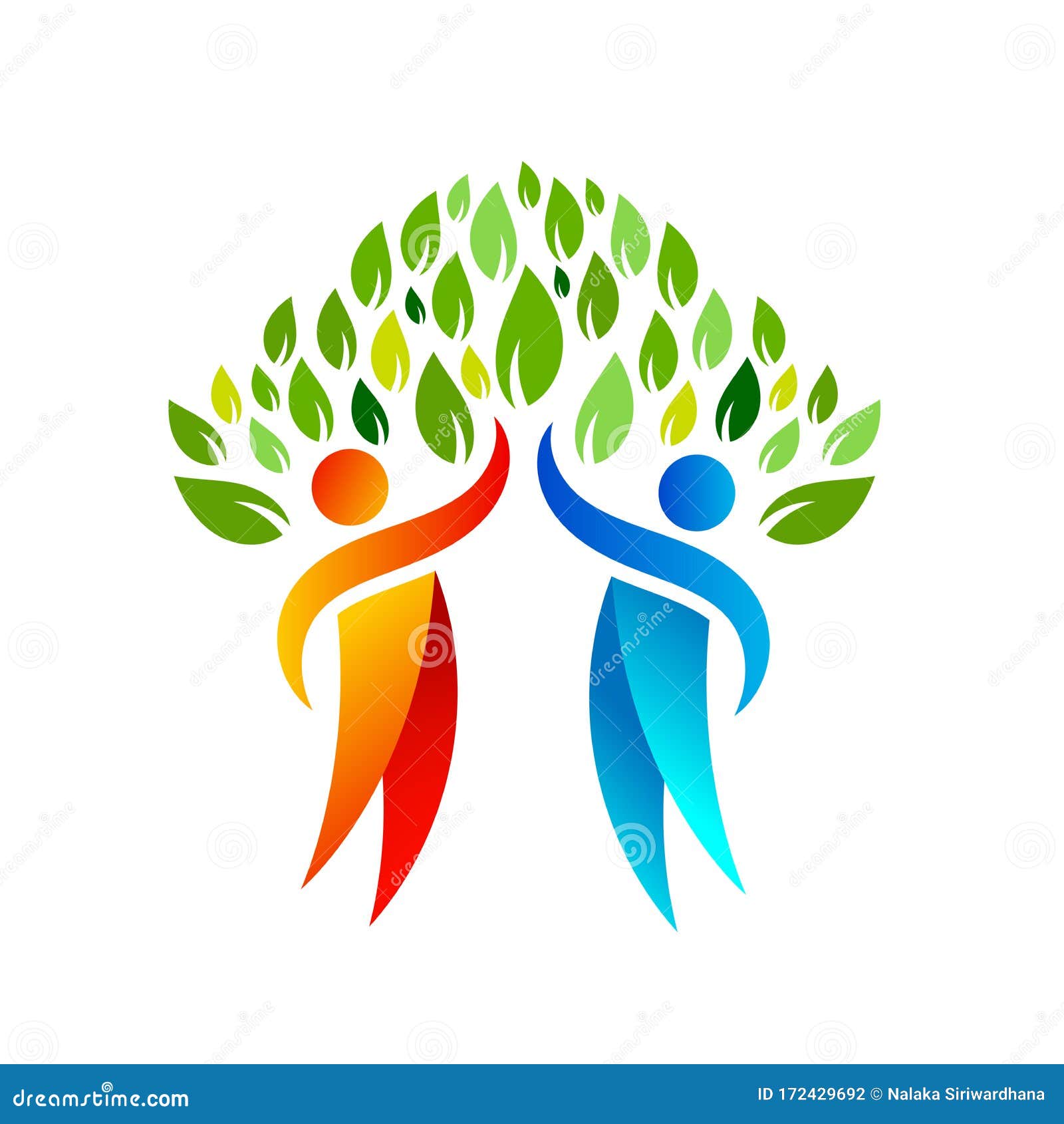 People Tree Icon with Colorful Leaves. Stock Vector - Illustration of ...