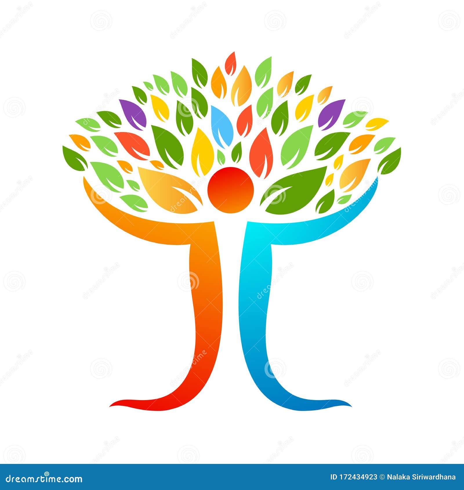 People Tree Icon with Colorful Leaves. Stock Vector - Illustration of ...