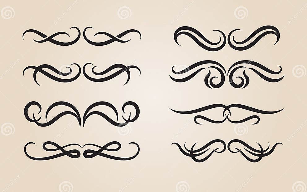 Calligraphic Design Elements, Dividers and Dashes Stock Vector ...