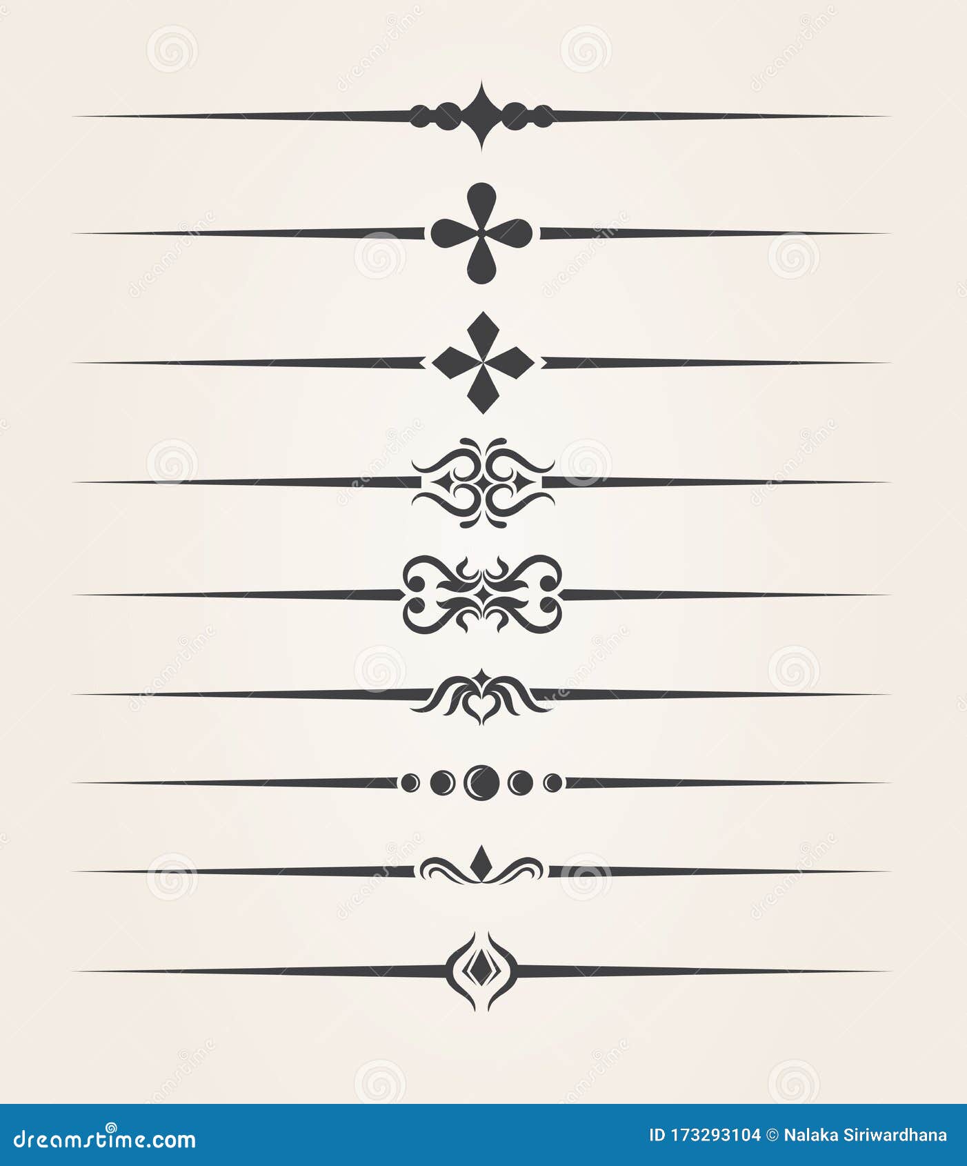 Calligraphic Design Elements, Dividers and Dashes Stock Vector ...