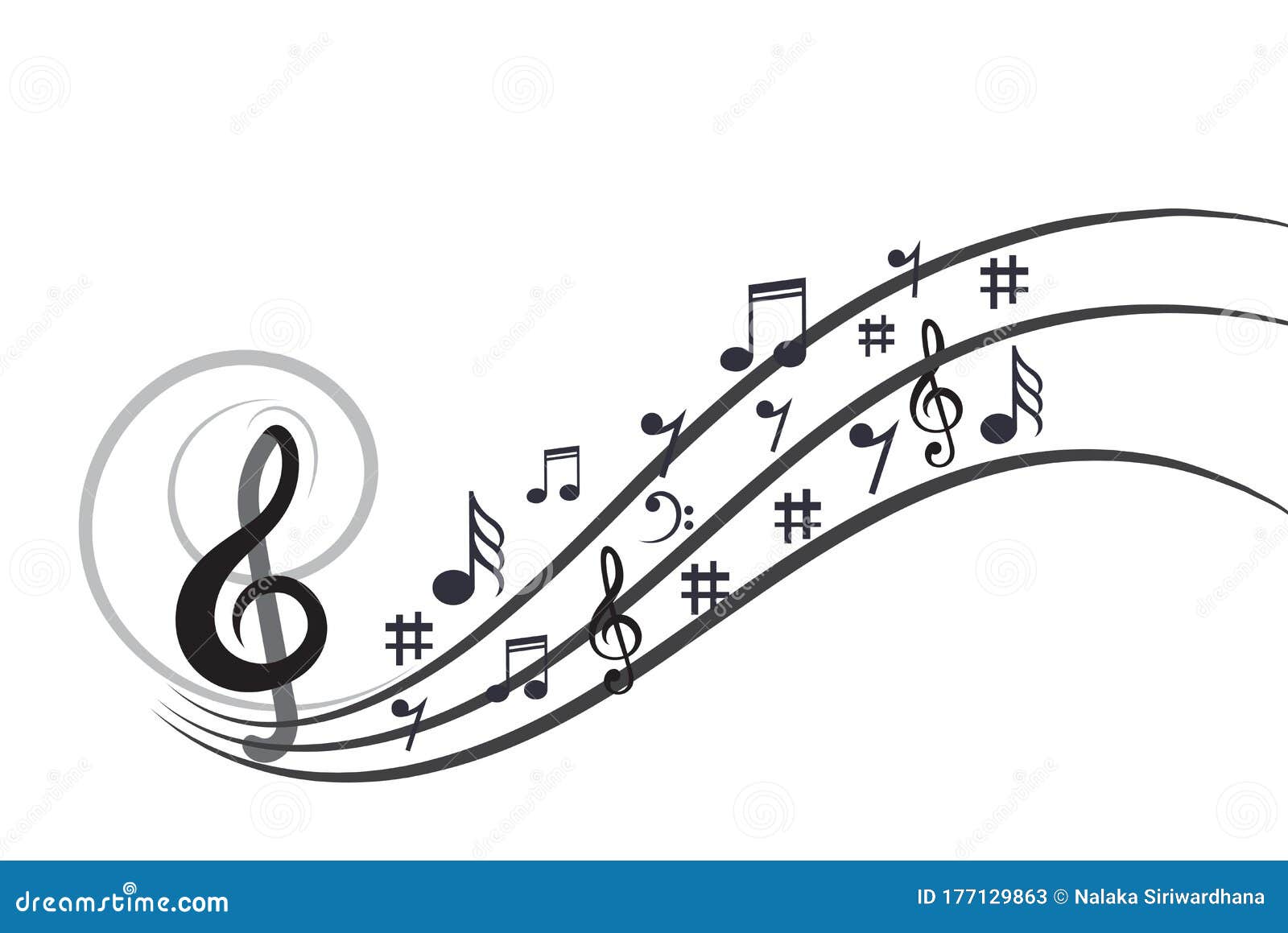 Music notes with waves. stock vector. Illustration of culture - 177129863