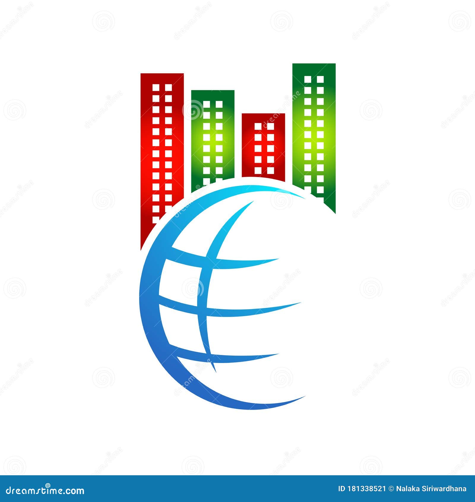 Building with Globe Logo Design Stock Vector - Illustration of button ...