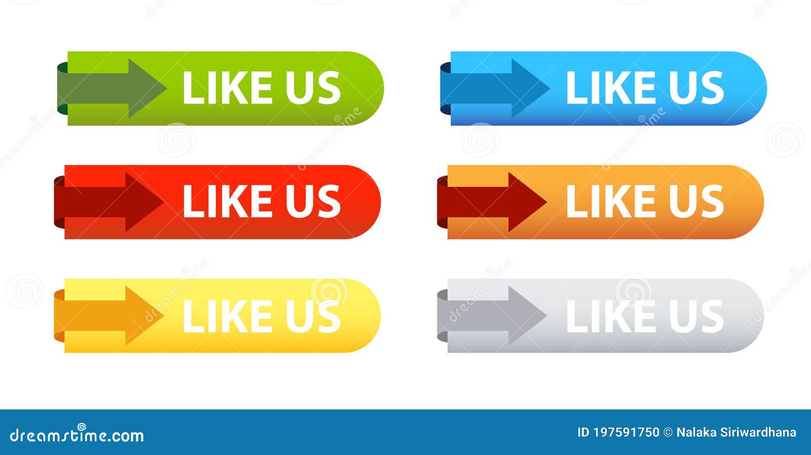 3D Arrow Like Us Signs and Web Banner. Stock Vector - Illustration of ...