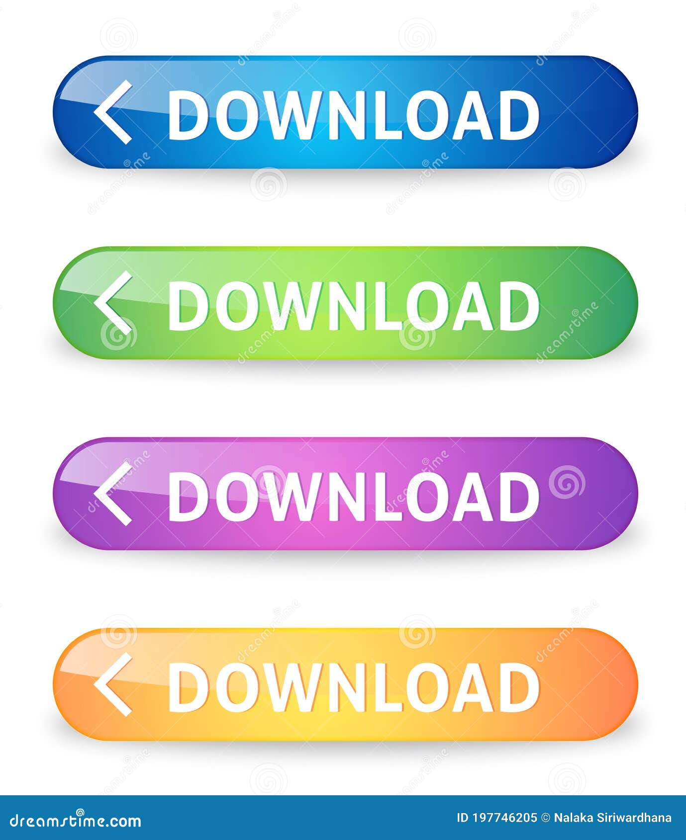 Download Button Set in Multiple Colors. Stock Vector - Illustration of ...