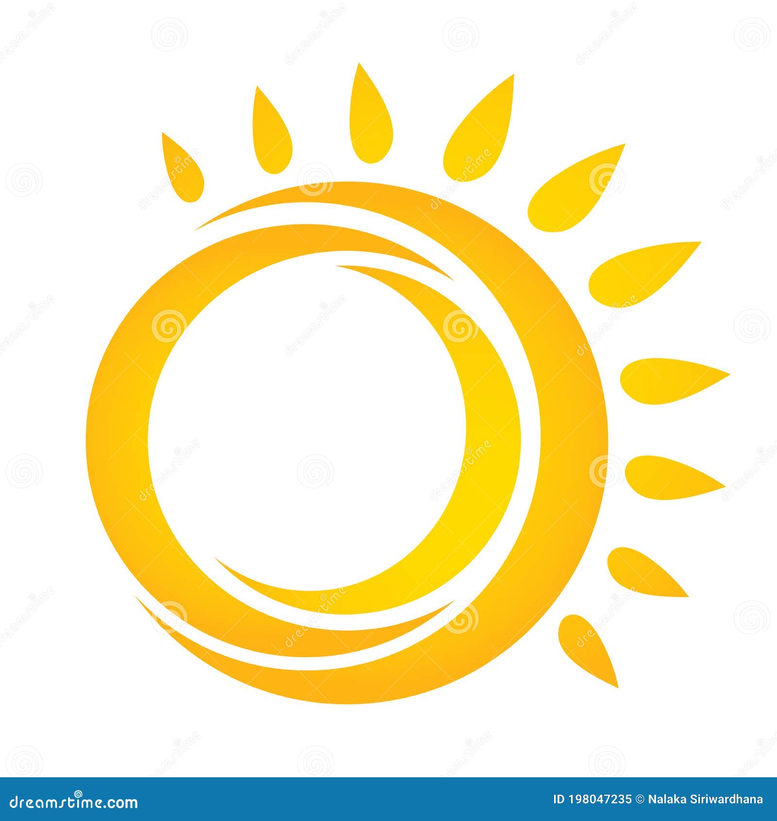 Golden Sun logo icon. stock vector. Illustration of halftone - 198047235