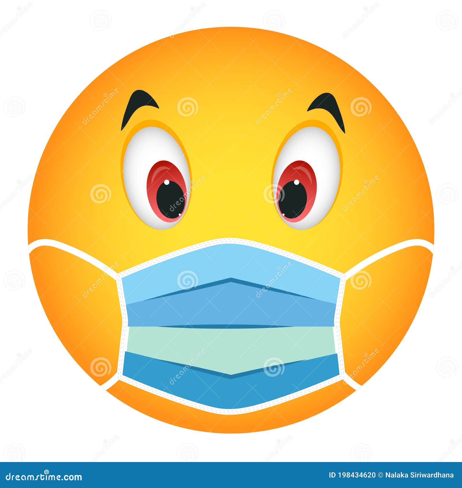 Emoji Smile Face with Blue Surgical Mask. Stock Vector - Illustration ...
