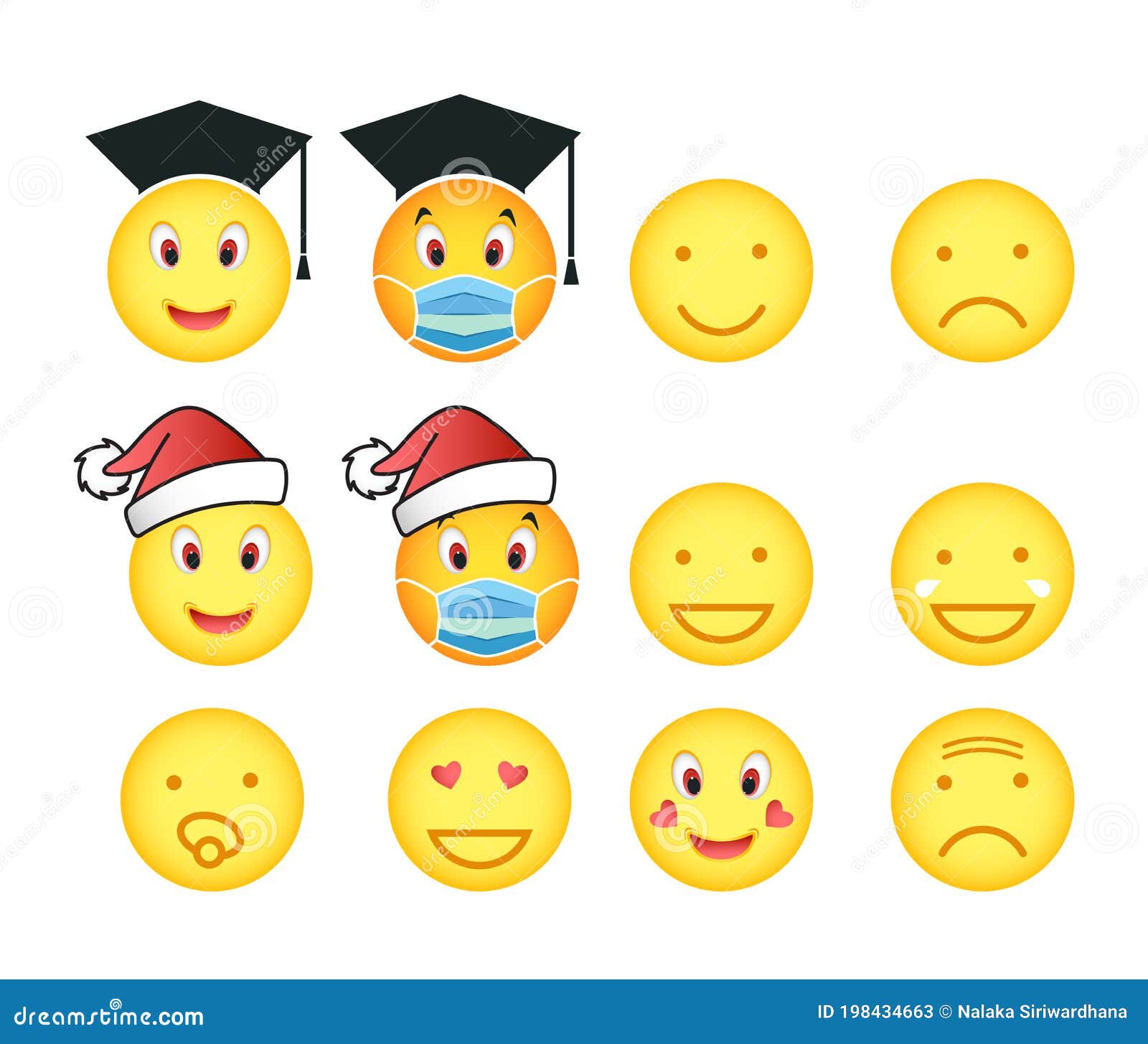 Smile face icon set. stock vector. Illustration of icons - 198434663