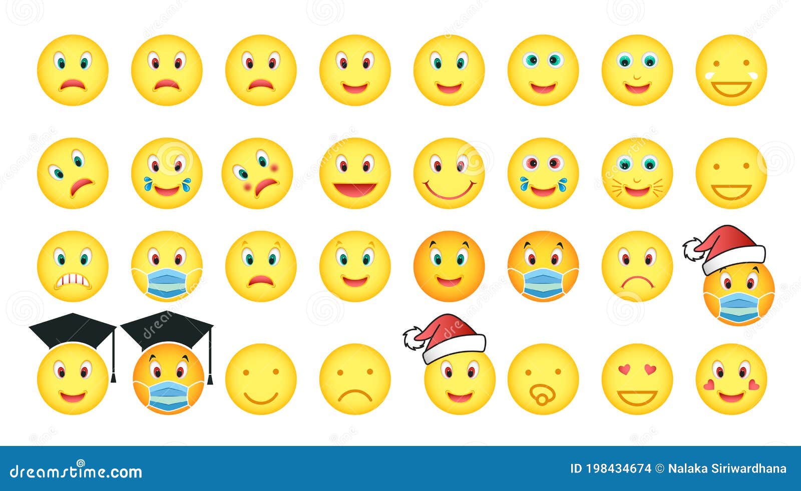 Smile face icon set. stock vector. Illustration of thinking - 198434674