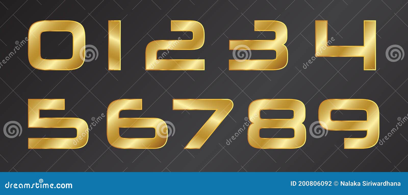 3D Gold Numbers. stock vector. Illustration of white - 200806092