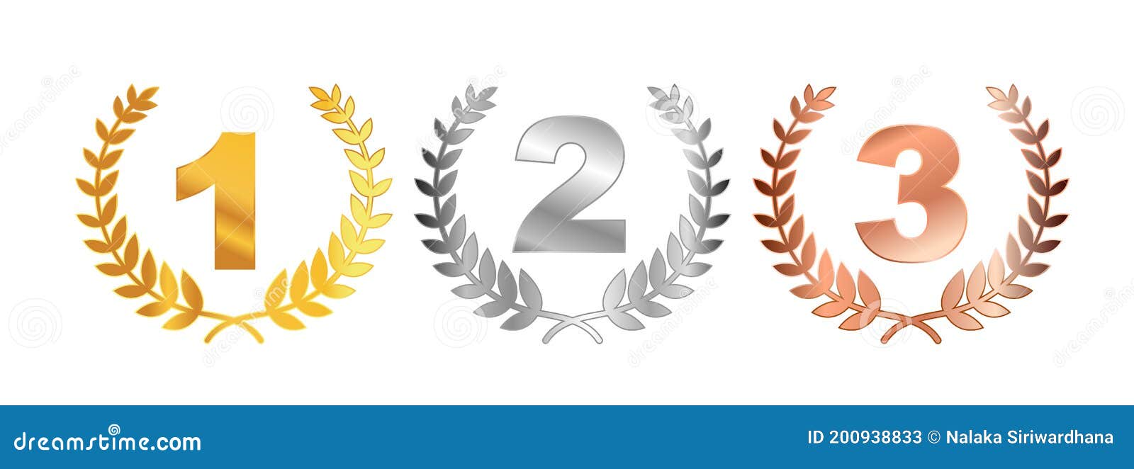 Set of Rank Emblems - Gold, Silver, Bronze. First Second and Third ...