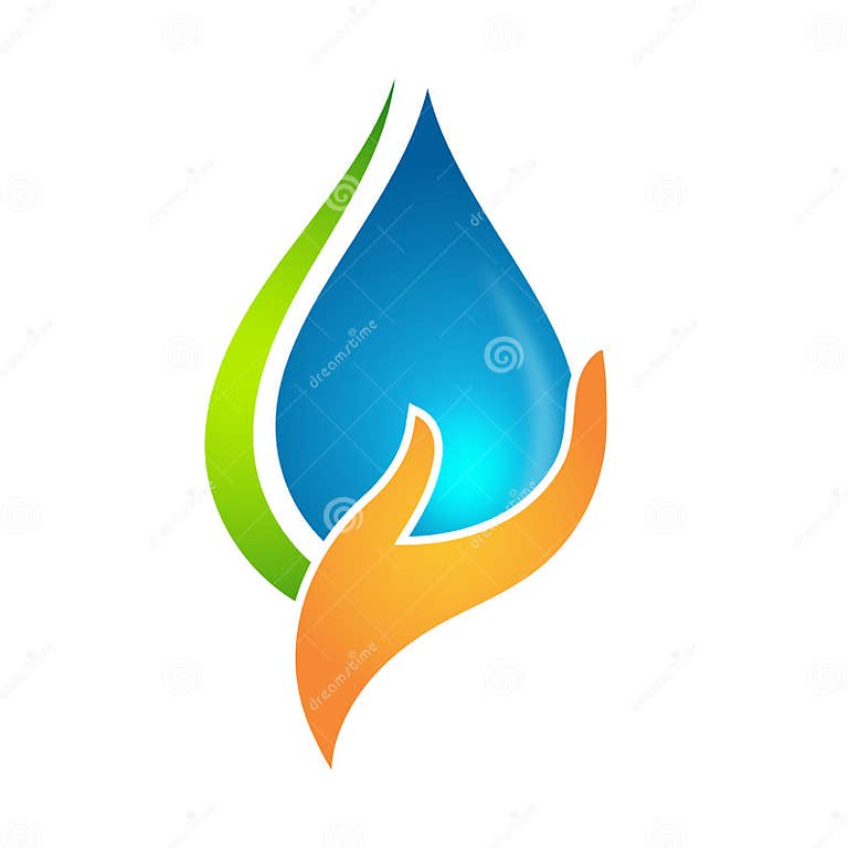 Hand with Water Drops Symbol Icon. Stock Vector - Illustration of ...