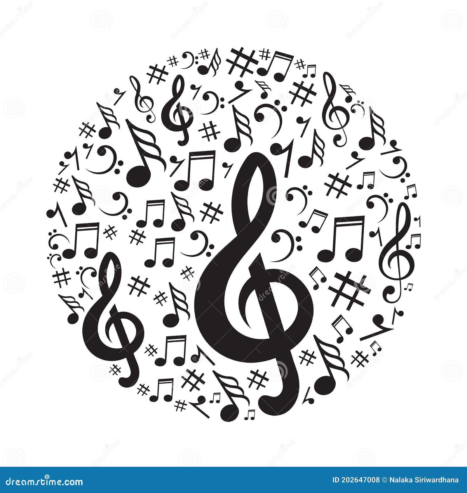 Music notes with round. stock vector. Illustration of decoration ...