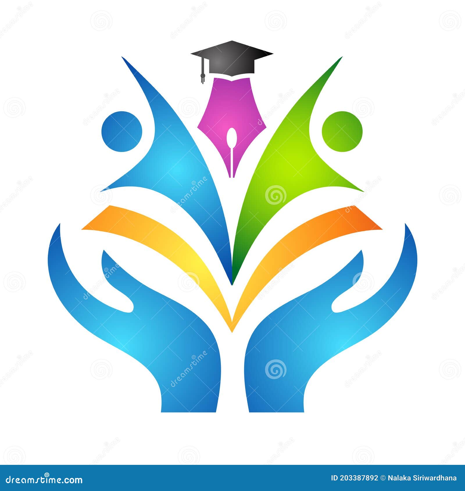 Education logo with hand. stock vector. Illustration of student - 203387892