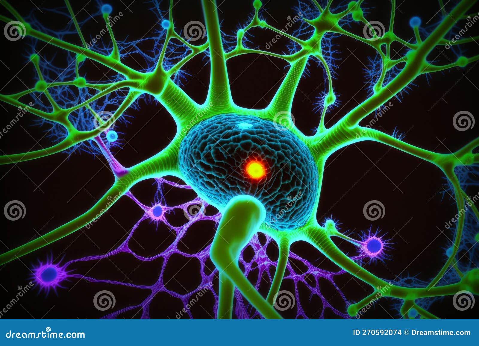 Synaptic Connections in Neon Light: Close-Up View on Neural Synapse ... Synaptic Connections in Neon Light: Close-Up View on Neural Synapse ...