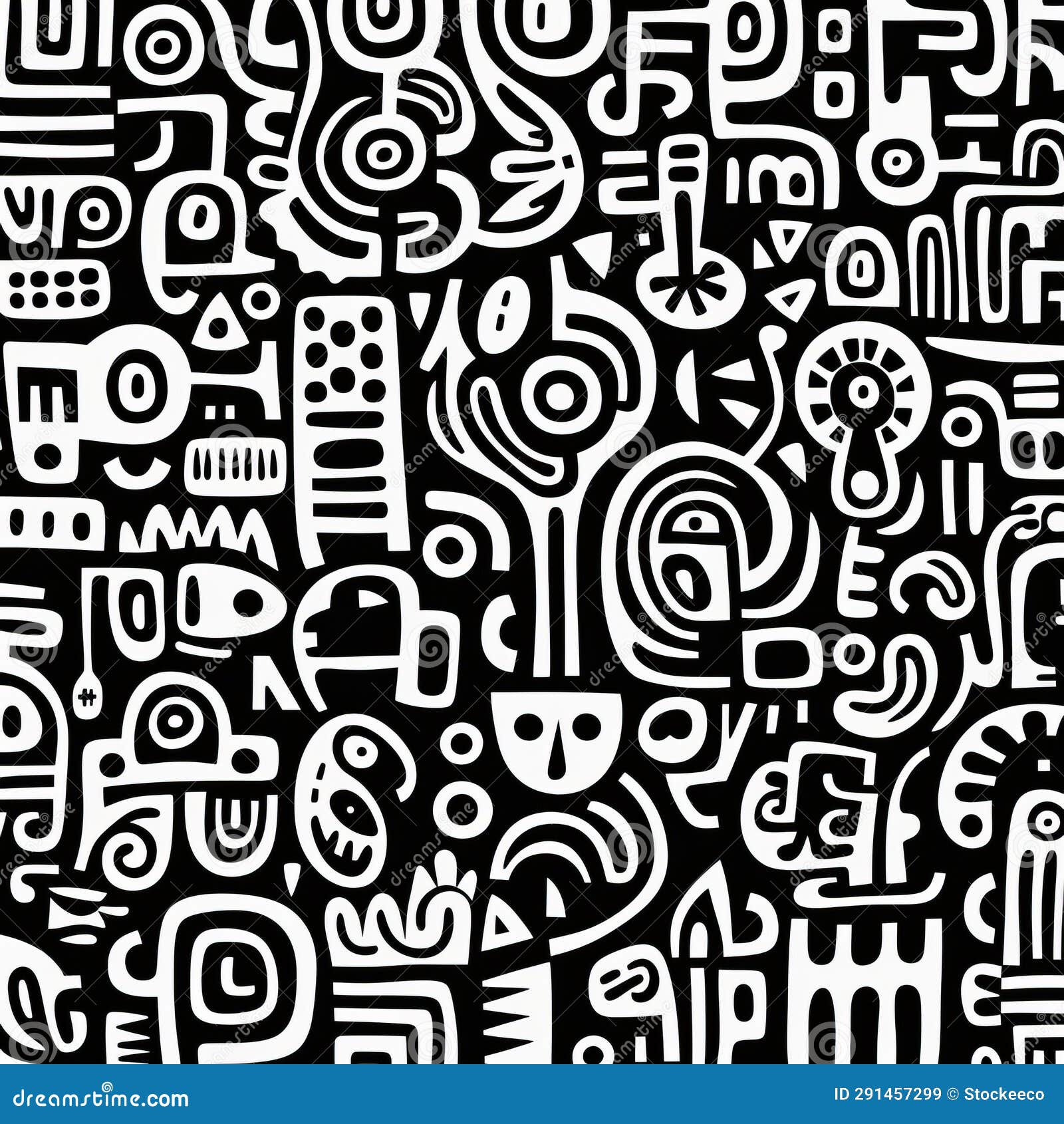 Abstract Doodle Design: Chilling Creatures Inspired Poster Stock ...