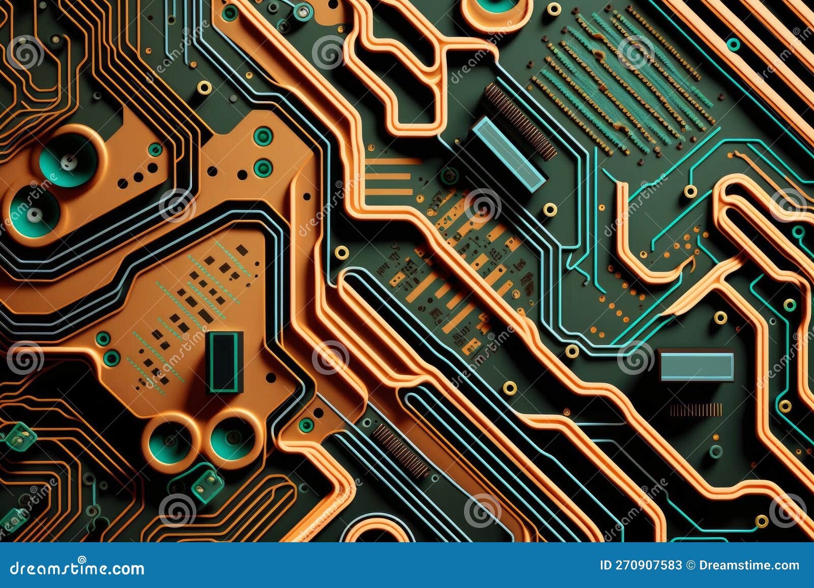 Electronic Circuit Board Style Abstract Pattern Background, Generative ...