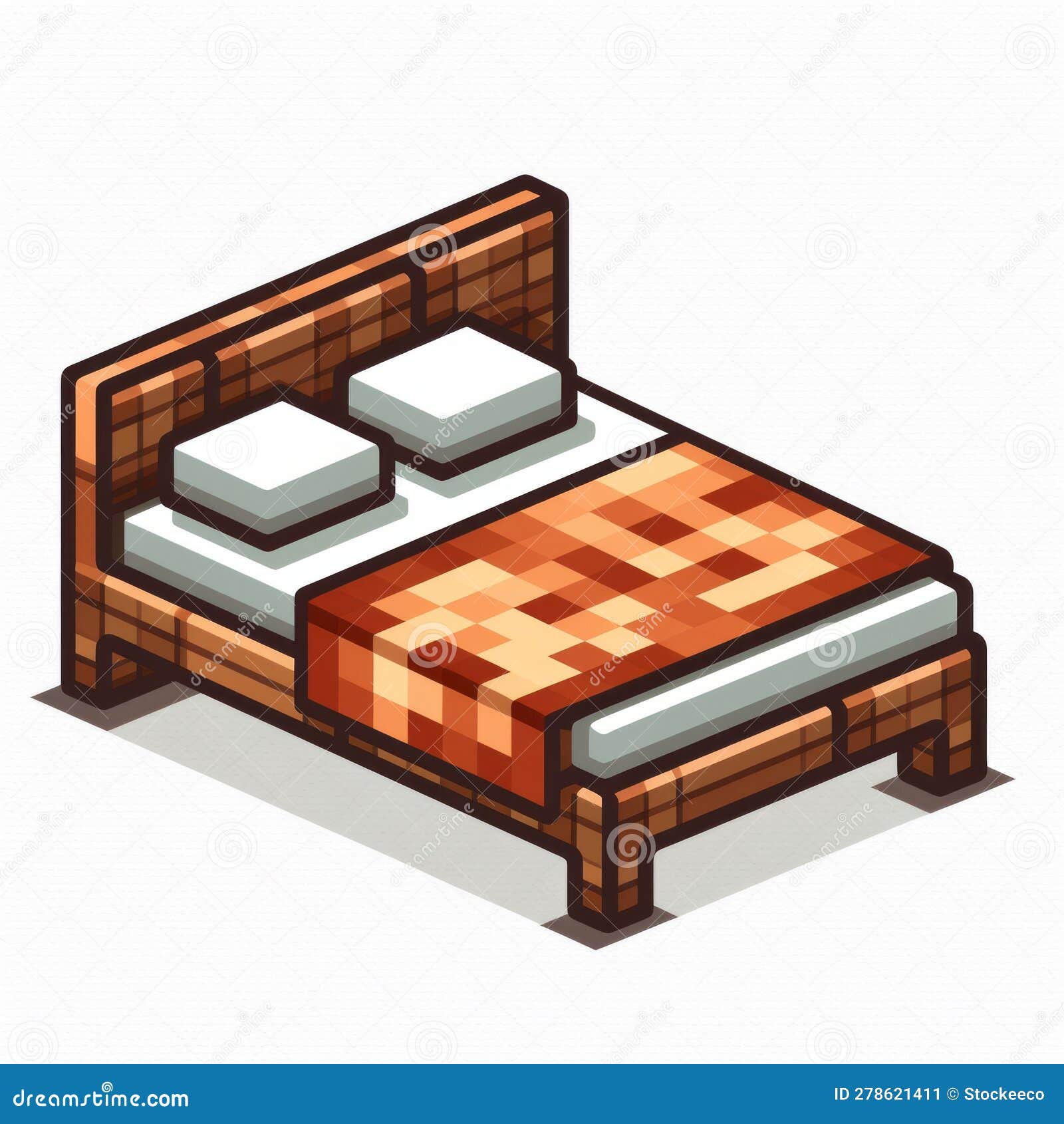Pixel Bed Icon on White Background Stock Illustration - Illustration of ...