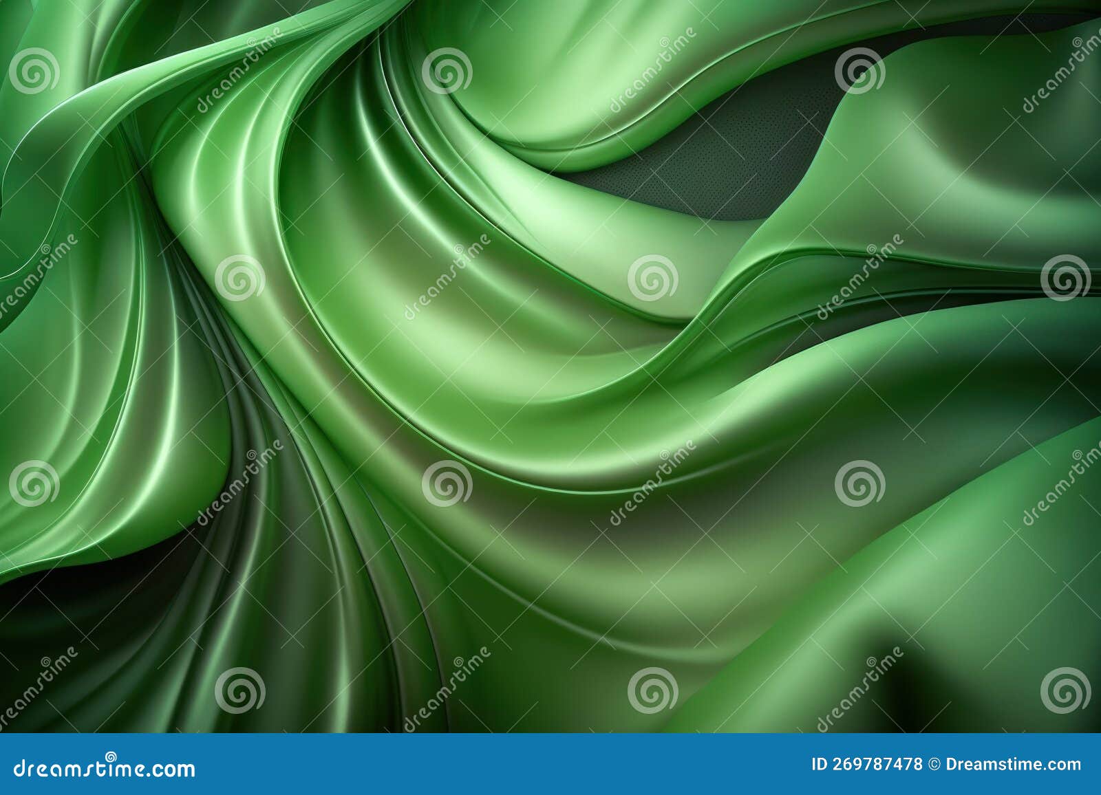 Greeny Wavy Satin Background, Generative Ai Stock Illustration ...