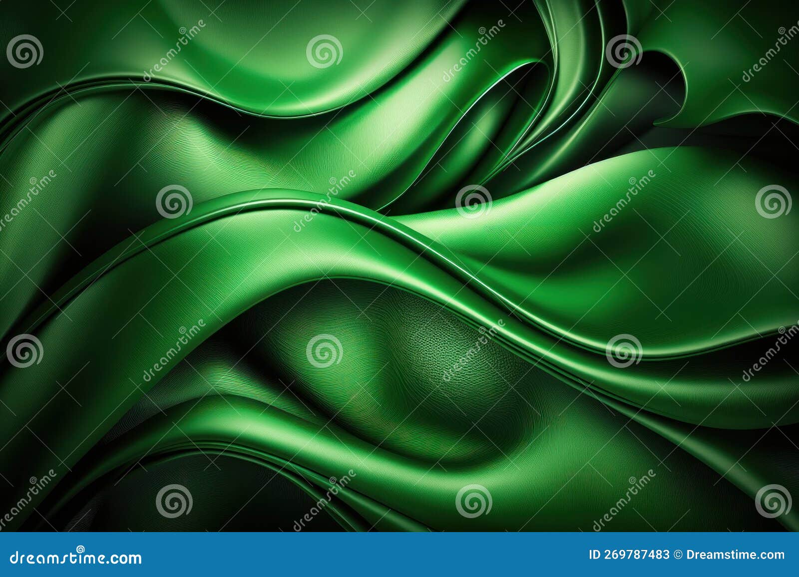 Greeny Wavy Satin Background, Generative Ai Stock Illustration ...