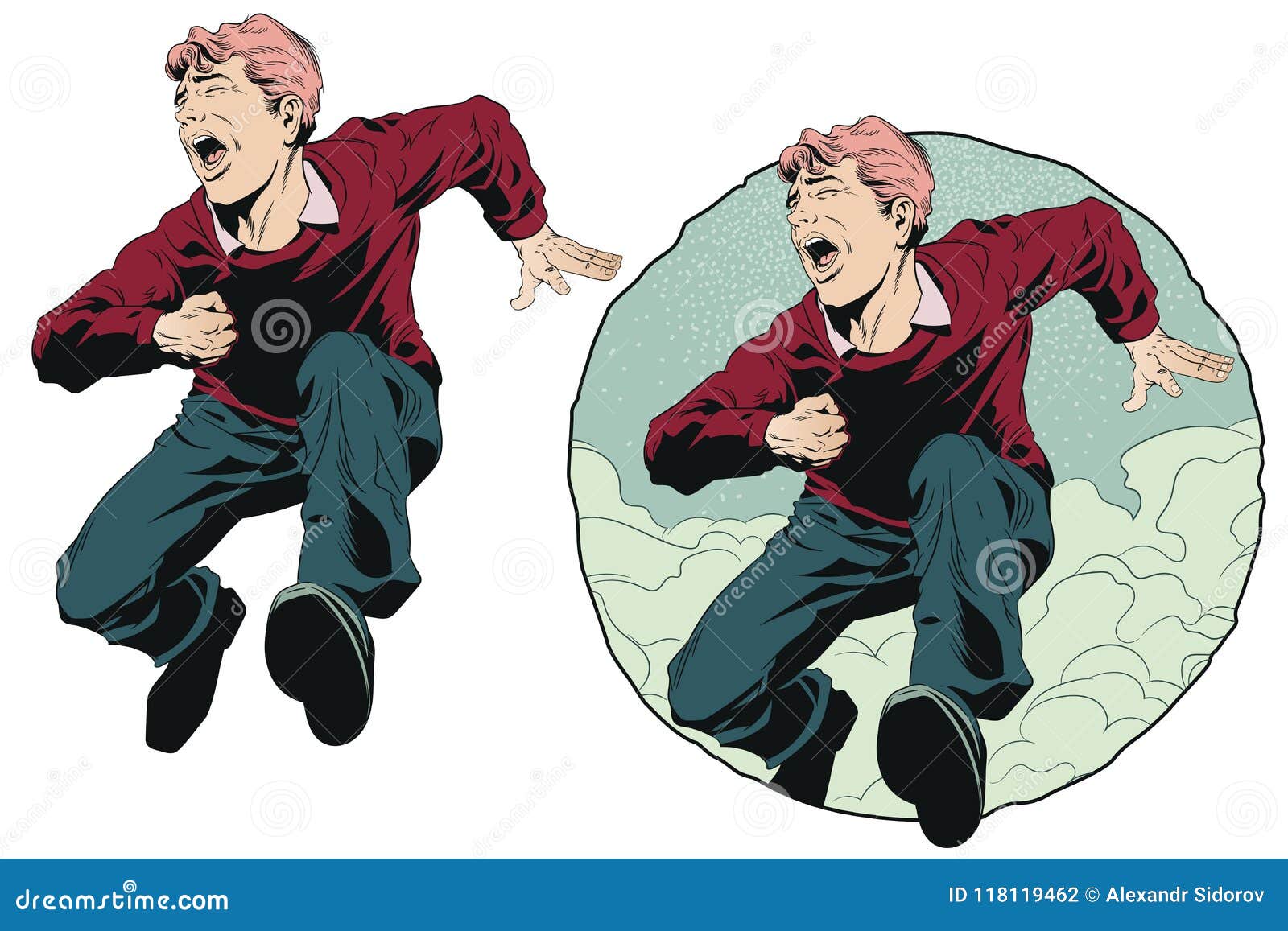 Male Runs and Screams. Stock Illustration. Stock Vector - Illustration ...