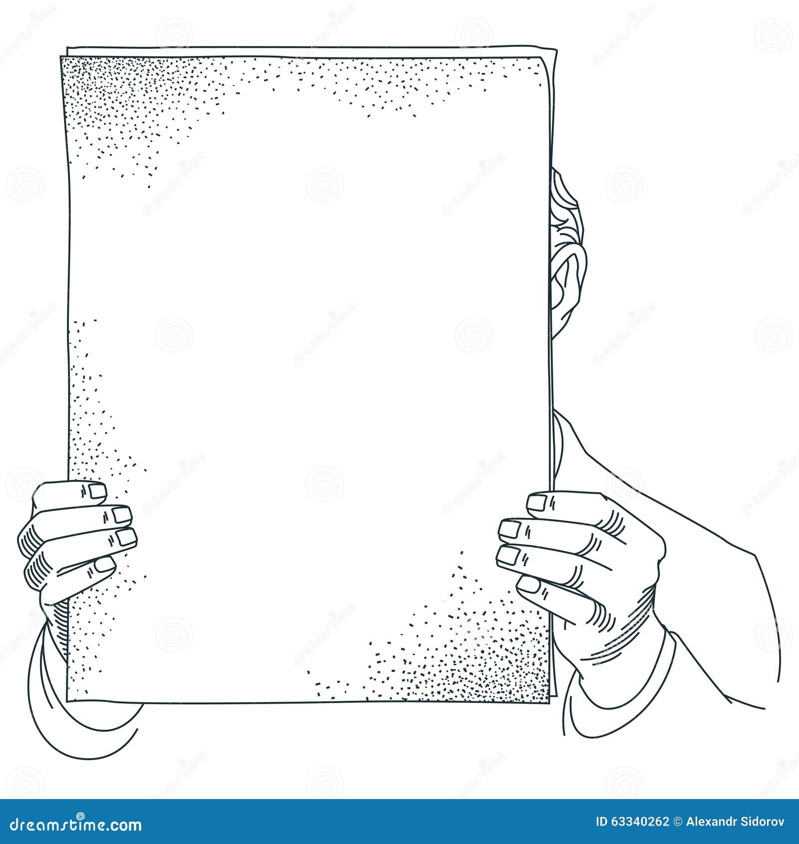 Stock Illustration. a Man Holds a Sheet of Paper for Your Text Stock ...