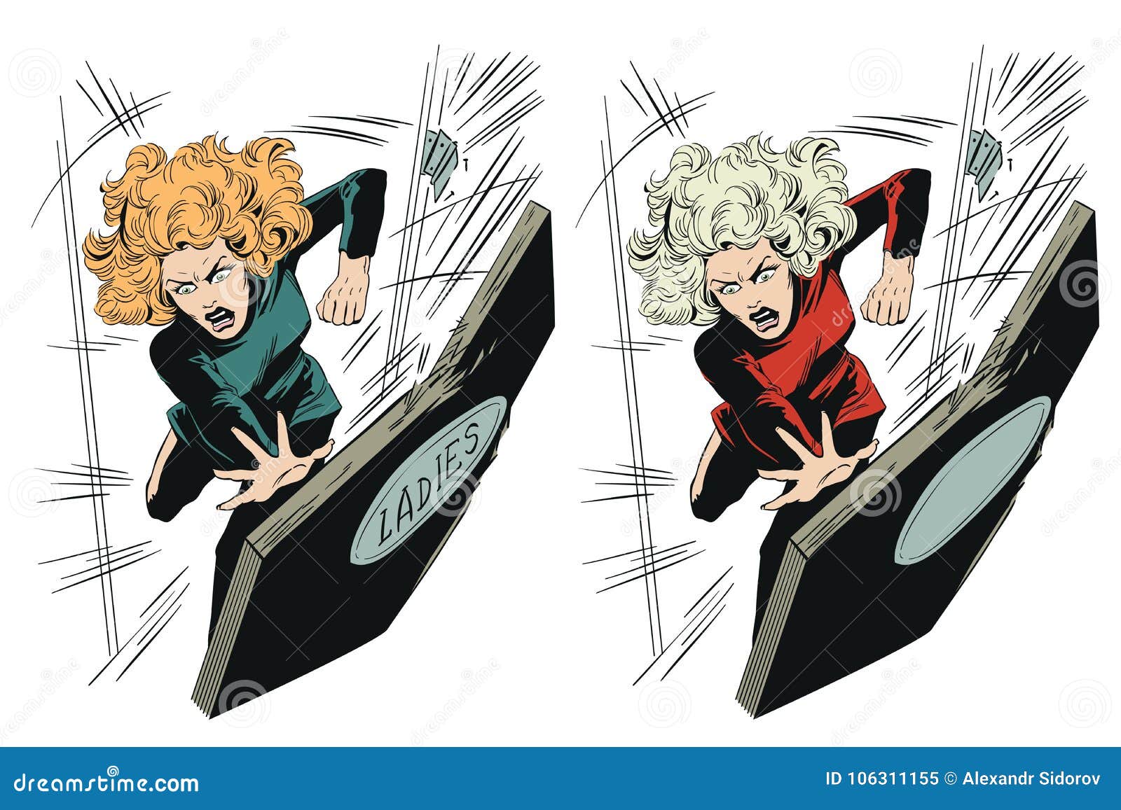 Angry Woman Breaks Door. Stock Illustration. Stock Vector ... Angry Woman Breaks Door. Stock Illustration. Stock Vector ...