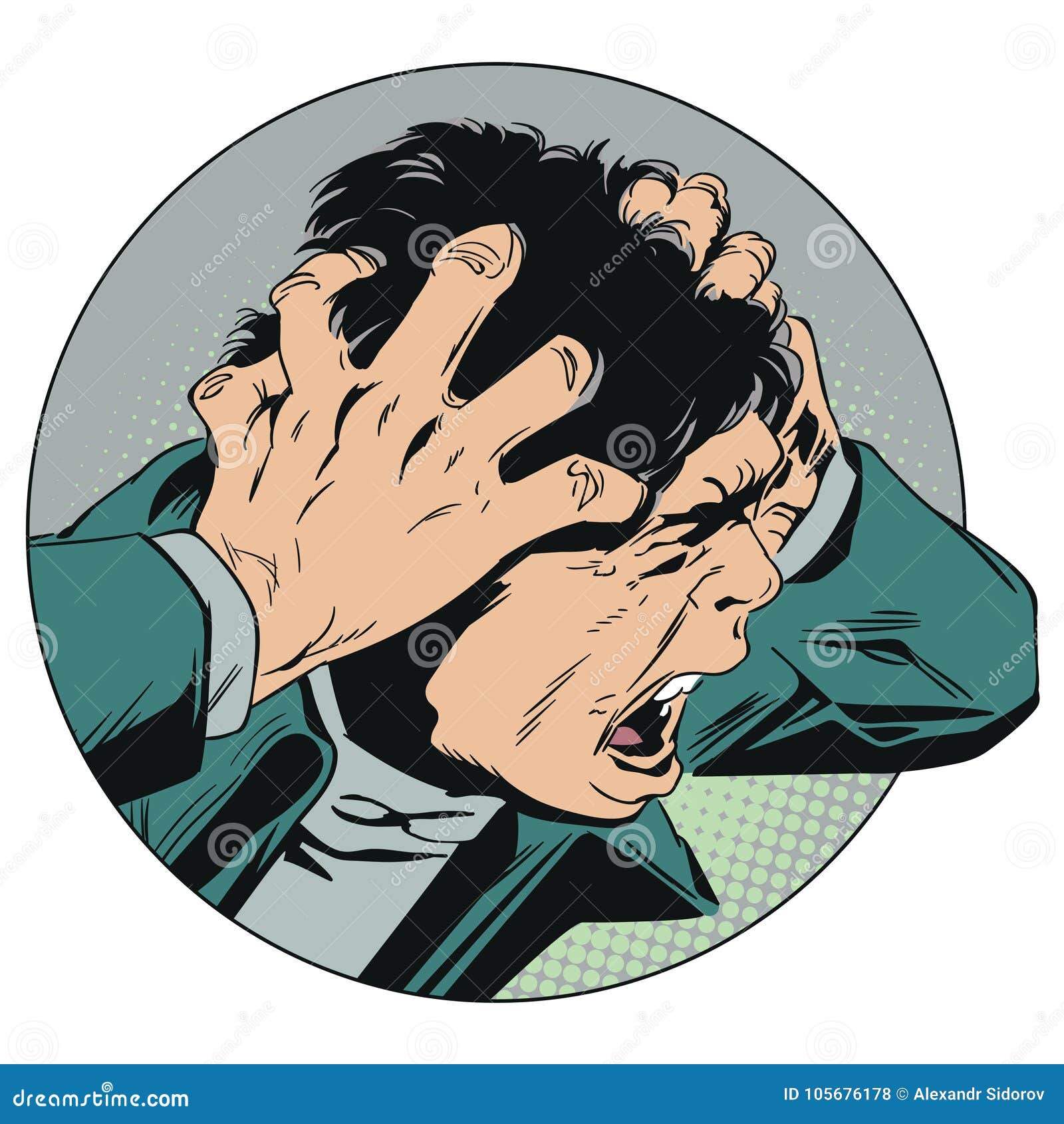 Pop Art Man Screams In Horror, Panic Face Vector Illustration ... Pop Art Man Screams In Horror, Panic Face Vector Illustration ...