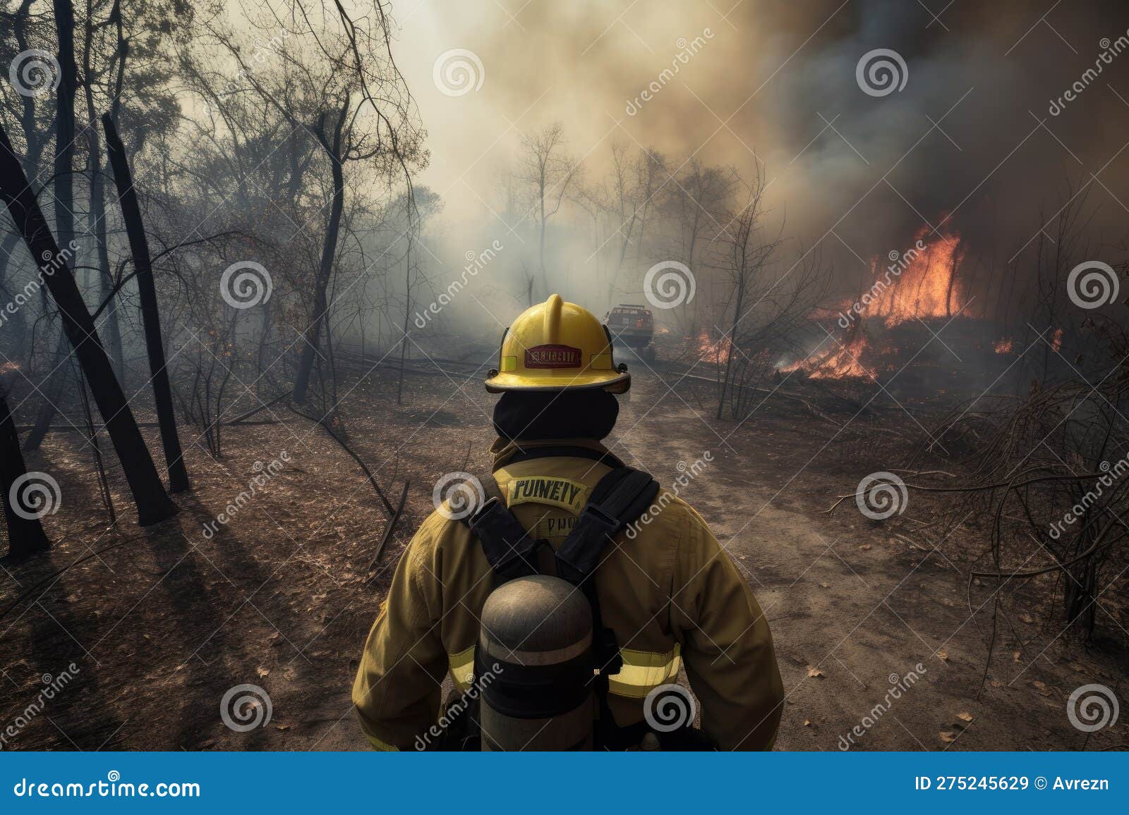 Brave Firefighters Rushing To the Scene, Viewed from Behind, Generative ...