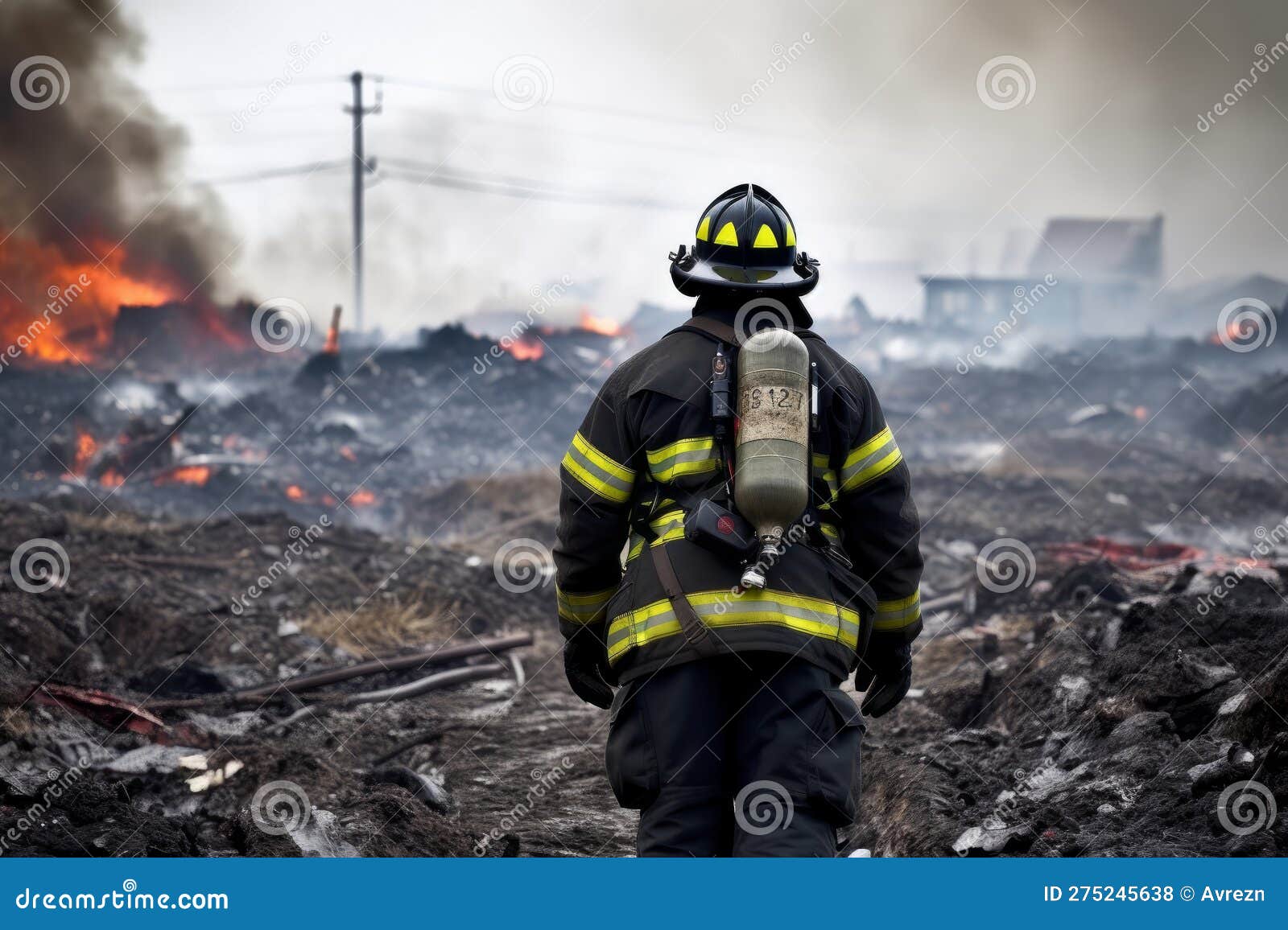 Brave Firefighters Rushing To the Scene, Viewed from Behind, Generative ...