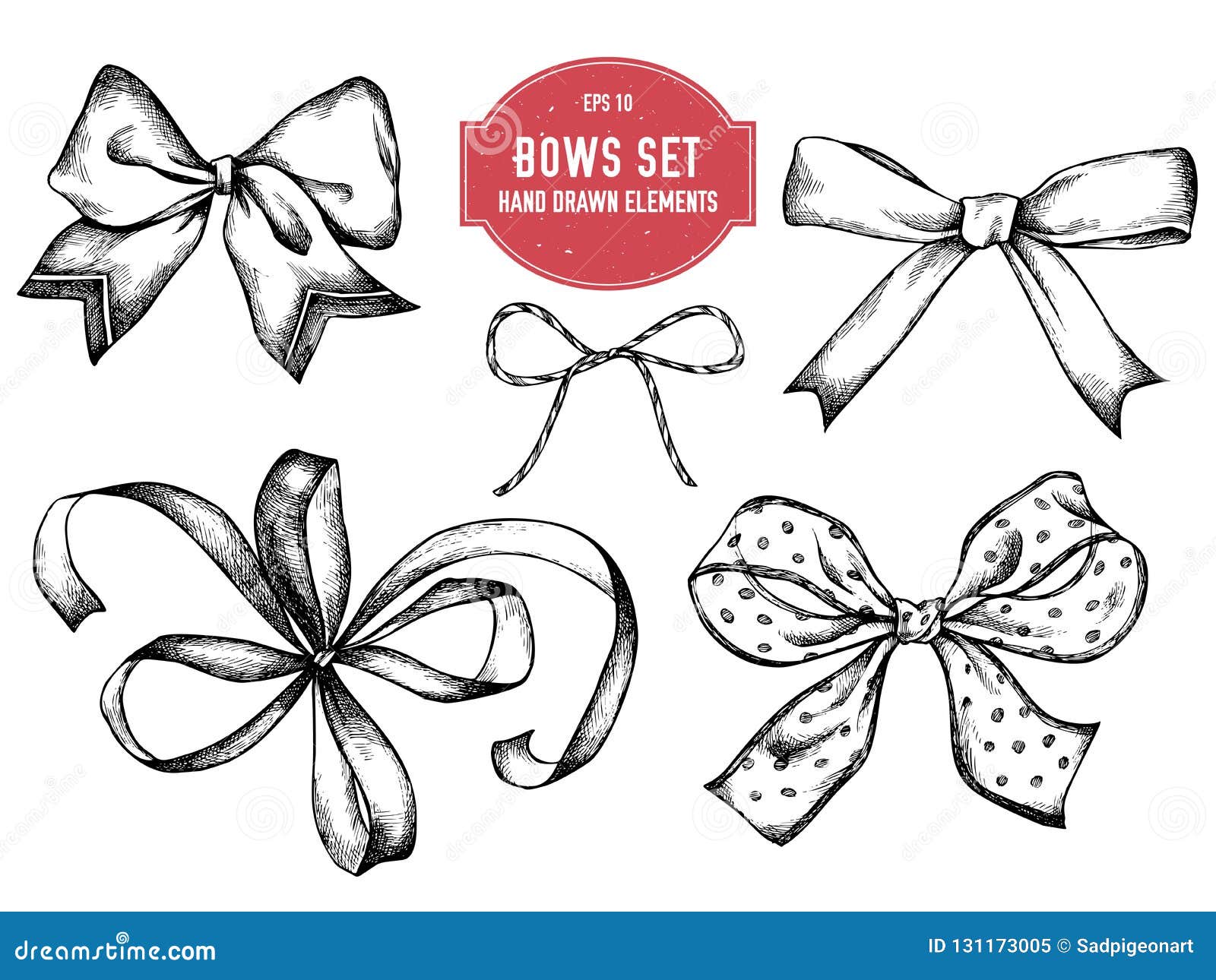 Vector Collection of Hand Drawn Bows Stock Vector - Illustration of ...