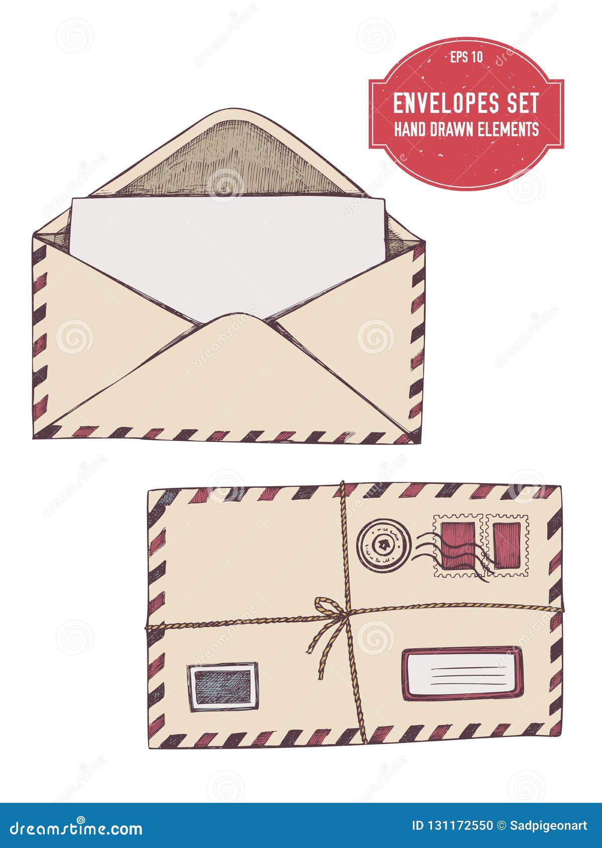 Vector Collection of Hand Drawn Envelopes Stock Vector - Illustration ...