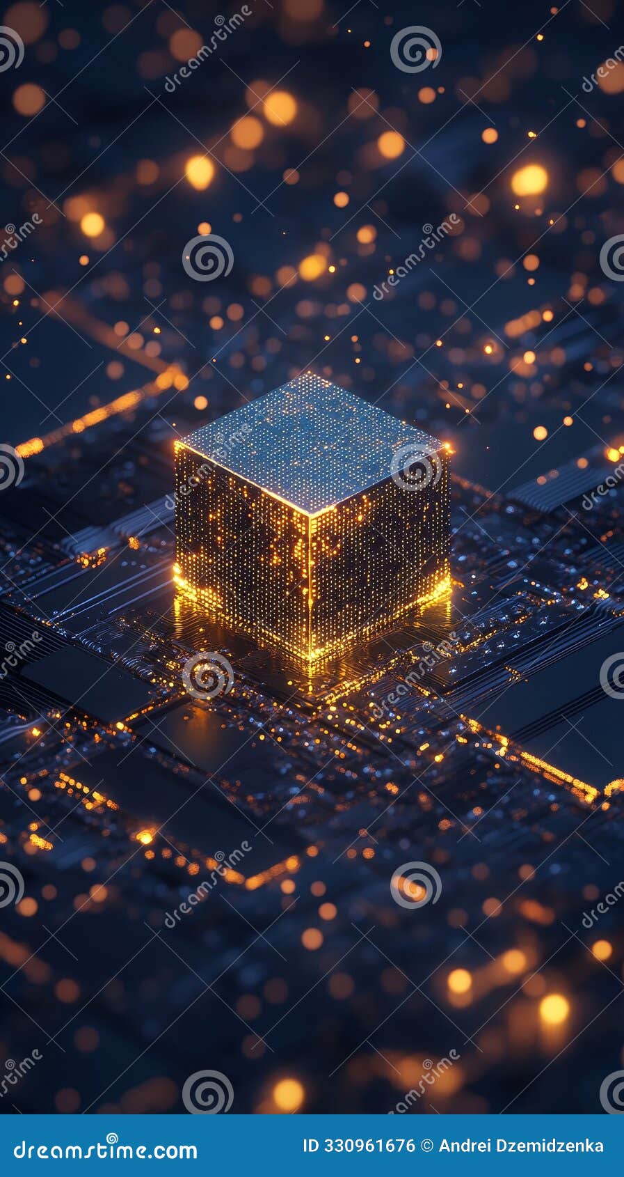 Stock Image of Abstract Quantum Computing System. Artificial Neurons ...