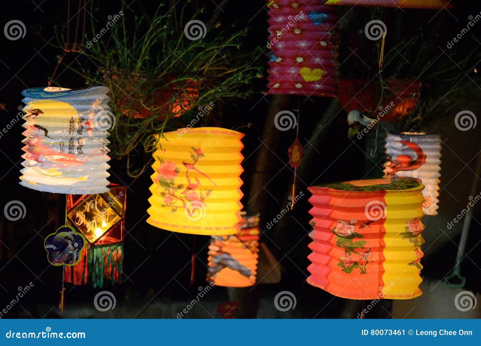 Stock Image of Beautiful Lanterns at Night Stock Image - Image of ...
