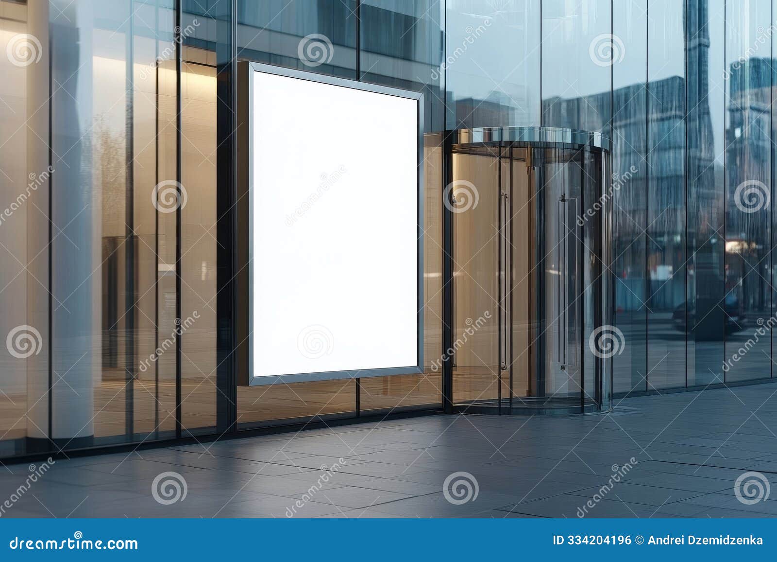 Stock Image of a Blank Square Billboard on the Facade of a Modern ...