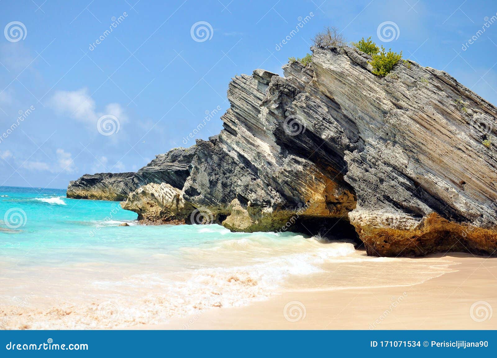 A Colorful Rock on a Pink Beach in Bermuda. Stock Photo - Image of pink ...