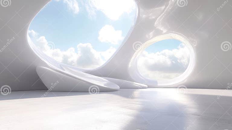 Stock Image: 3D Rendering of an Abstract Modern White Circular Building ...