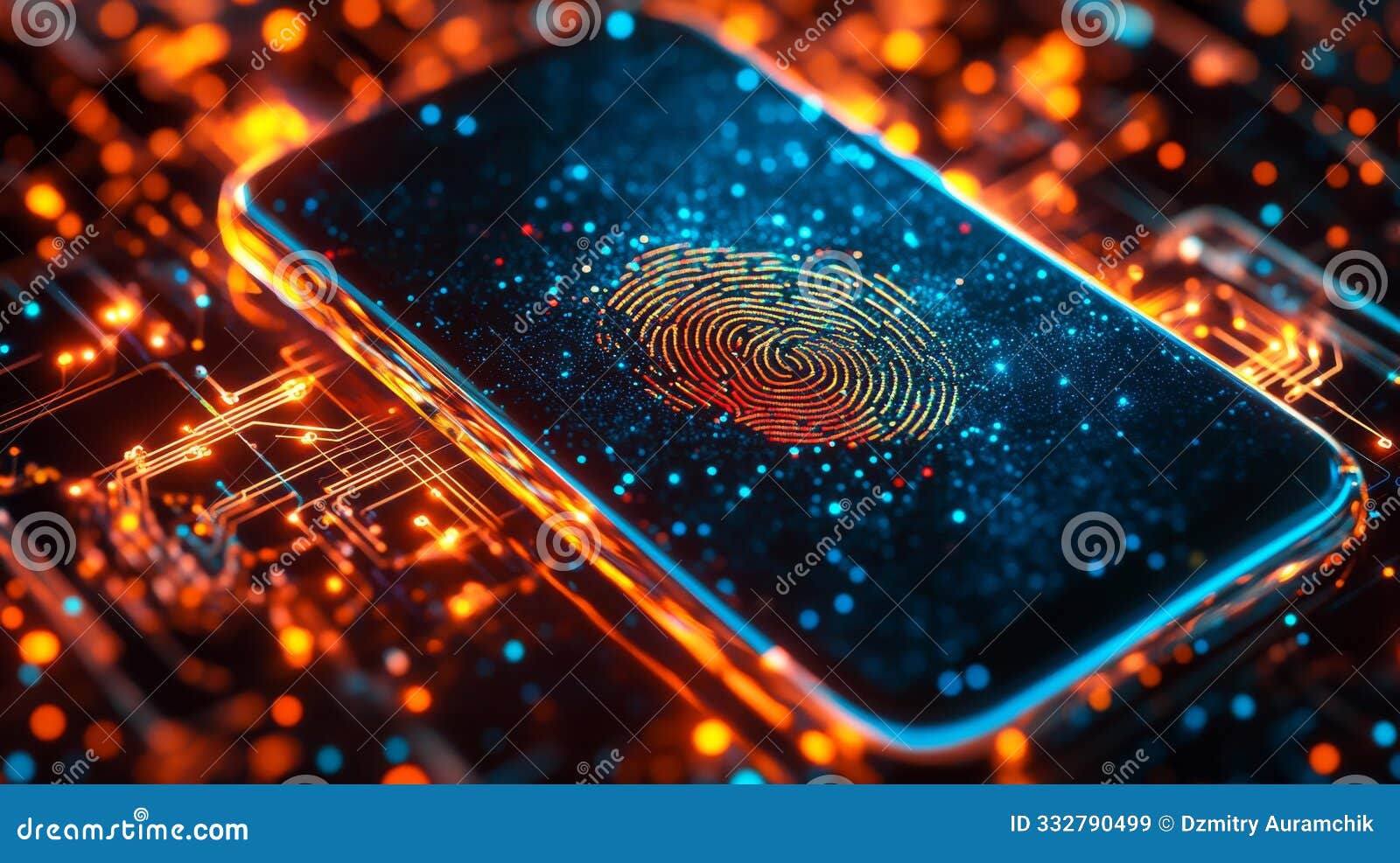 Stock Image of Digital Smartphone Technology with Biometric ...